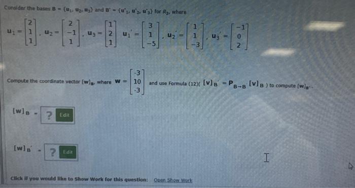 Solved Consider the bases B=(u1,u2,u2) and B′−(u2′,u2,′u2∗) | Chegg.com