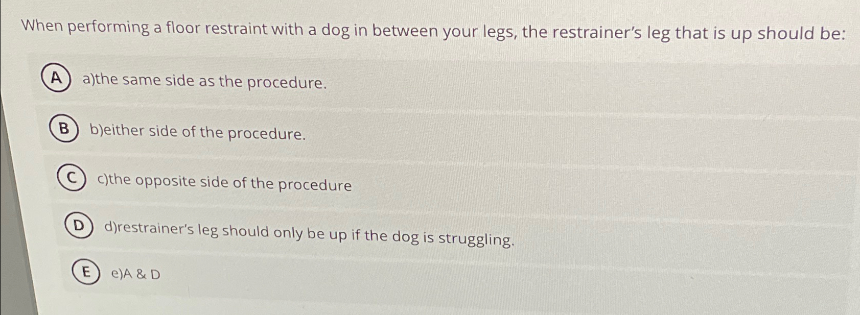 Solved When performing a floor restraint with a dog in | Chegg.com