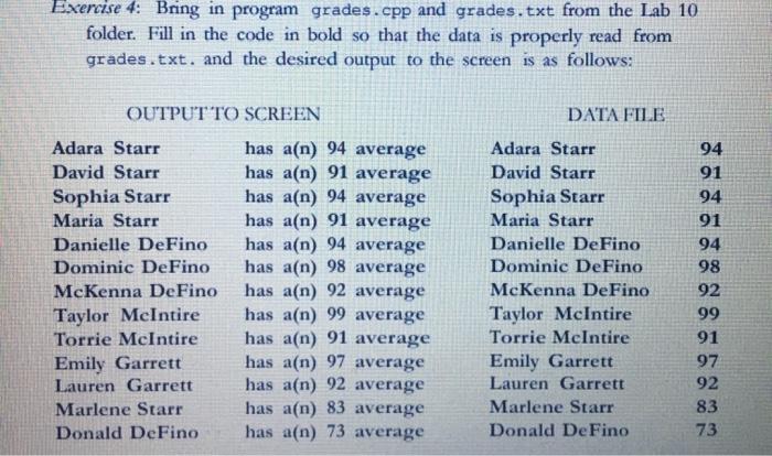 Solved Exercise 4: Bring in program grades.cpp and | Chegg.com