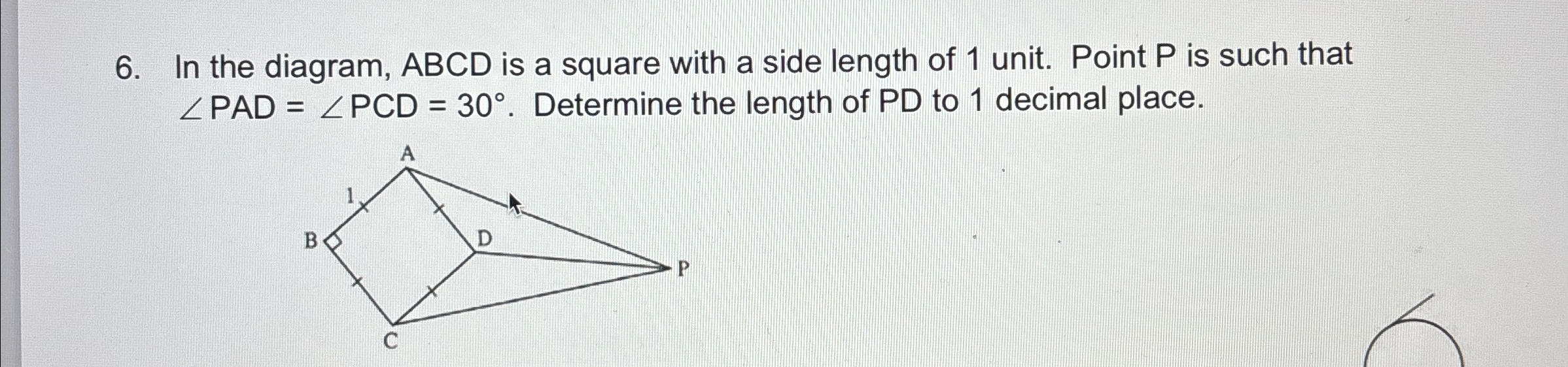Solved In the diagram, ABCD is a square with a side length | Chegg.com