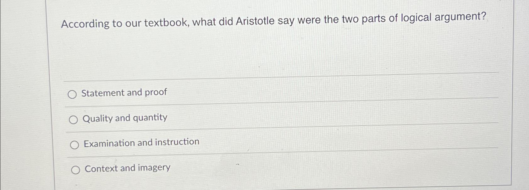 Solved According to our textbook, what did Aristotle say | Chegg.com