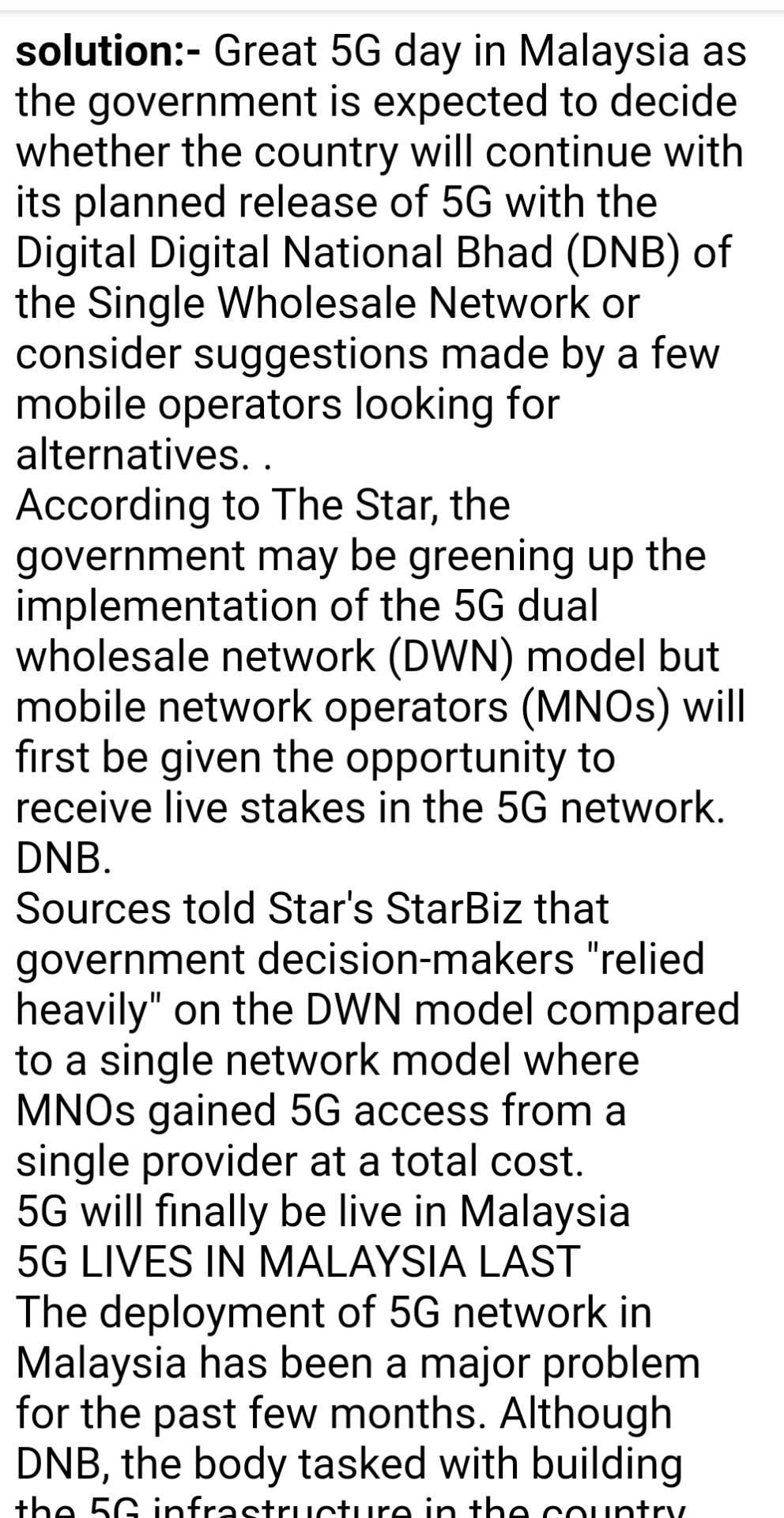 Solved solution:- Great 5G day in Malaysia as the government | Chegg.com