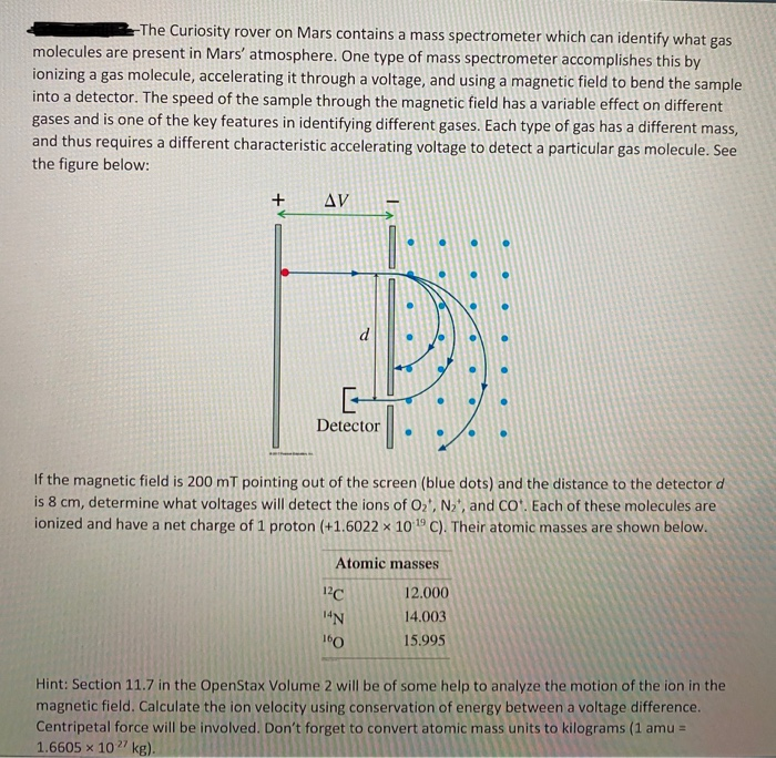 Solved The Curiosity rover on Mars contains a mass | Chegg.com