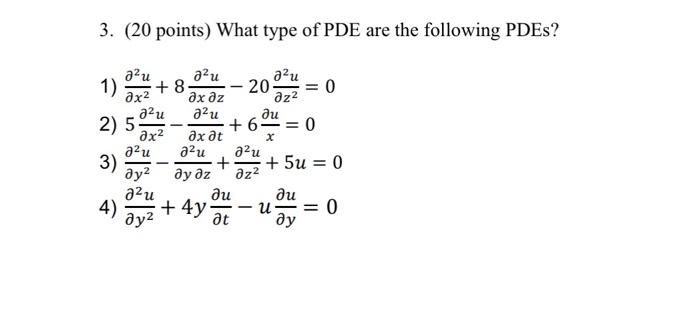 Solved 3. (20 points) What type of PDE are the following | Chegg.com