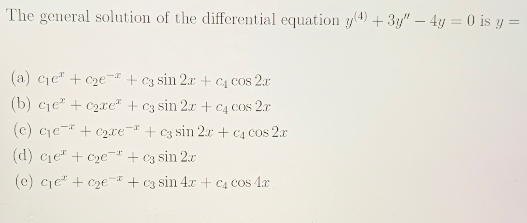 Solved The general solution of the differential equation | Chegg.com