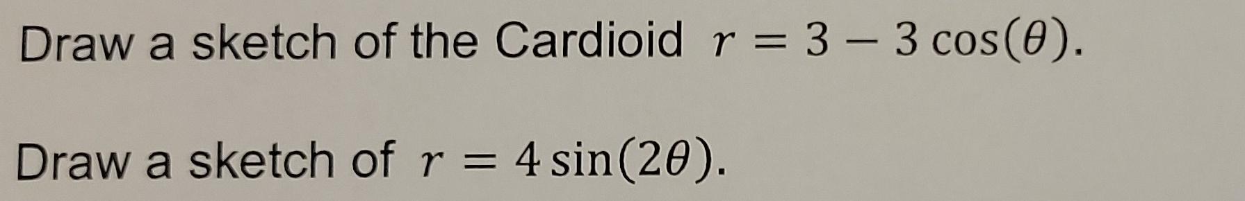 Solved Draw a sketch of the Cardioid r = 3 - 3 cos(O). Draw | Chegg.com