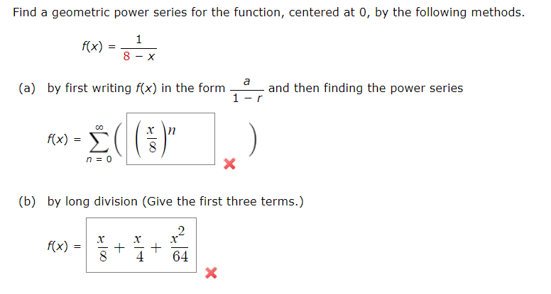 Solved Find a geometric power series for the function, | Chegg.com