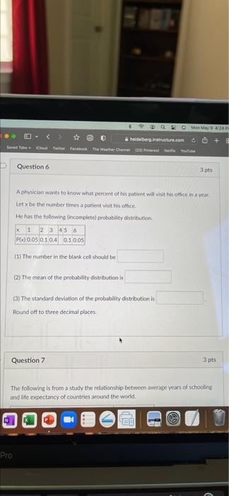 Solved Mon 424 heidelberg instructure.com nala Question 6 3 | Chegg.com