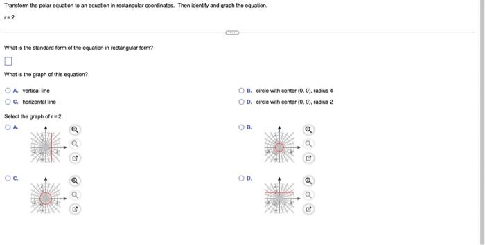 Solved r=2 What is the standard form of the equation in | Chegg.com