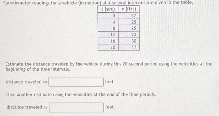 Solved Estimate the distance traveled by the vehicle during | Chegg.com