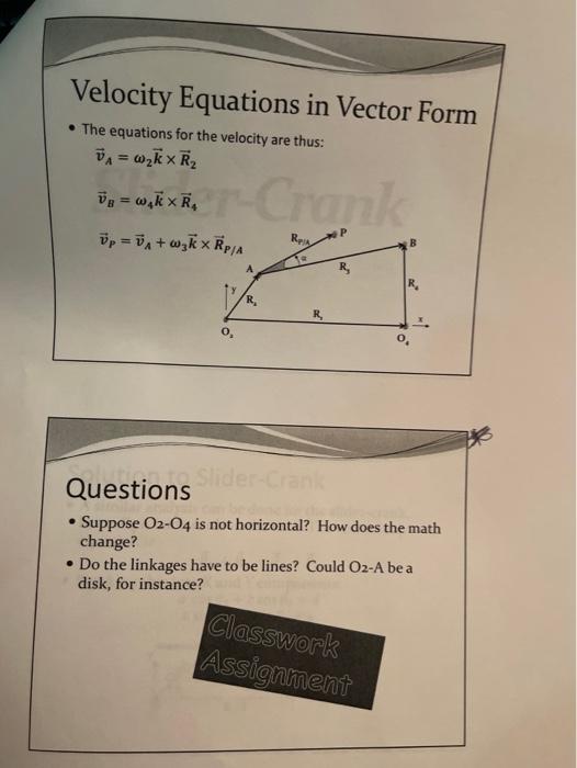 Velocity Equations in Vector Form - The equations for | Chegg.com
