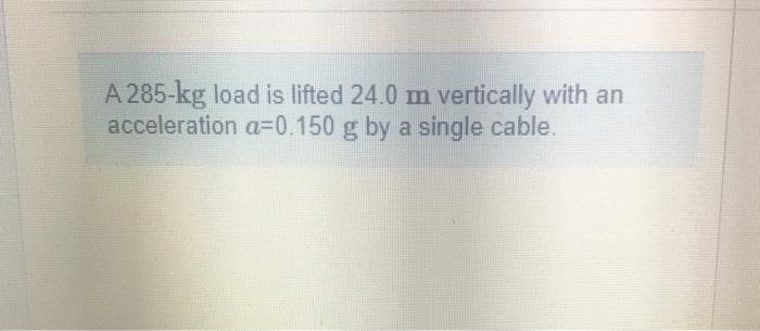 Solved A 285-kg load is lifted 24.0 m vertically with an | Chegg.com