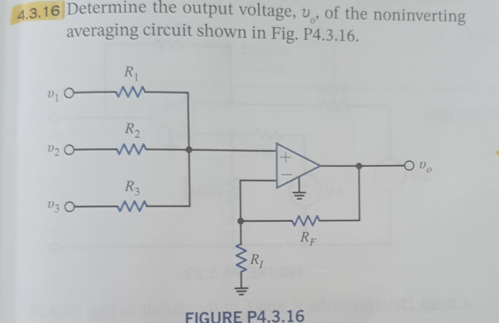 Solved 4.3.16 Determine the output voltage, v,, of the | Chegg.com