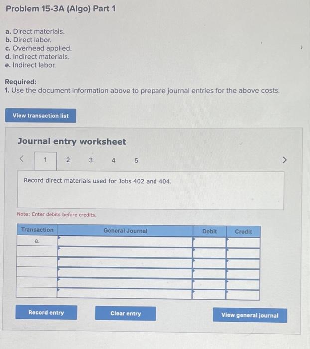 Solved Required information Problem 15-3A (Algo) Computing | Chegg.com