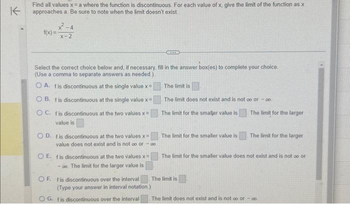 Solved Find All Values X A Where The Function Is