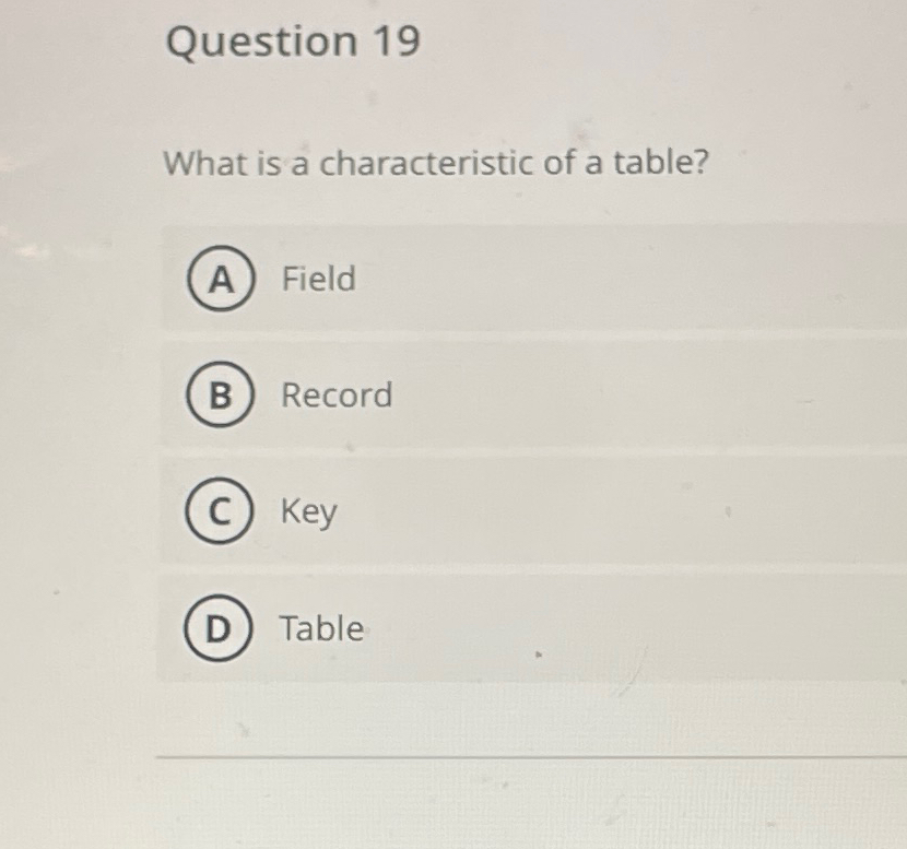 Solved Question 19What is a characteristic of a | Chegg.com
