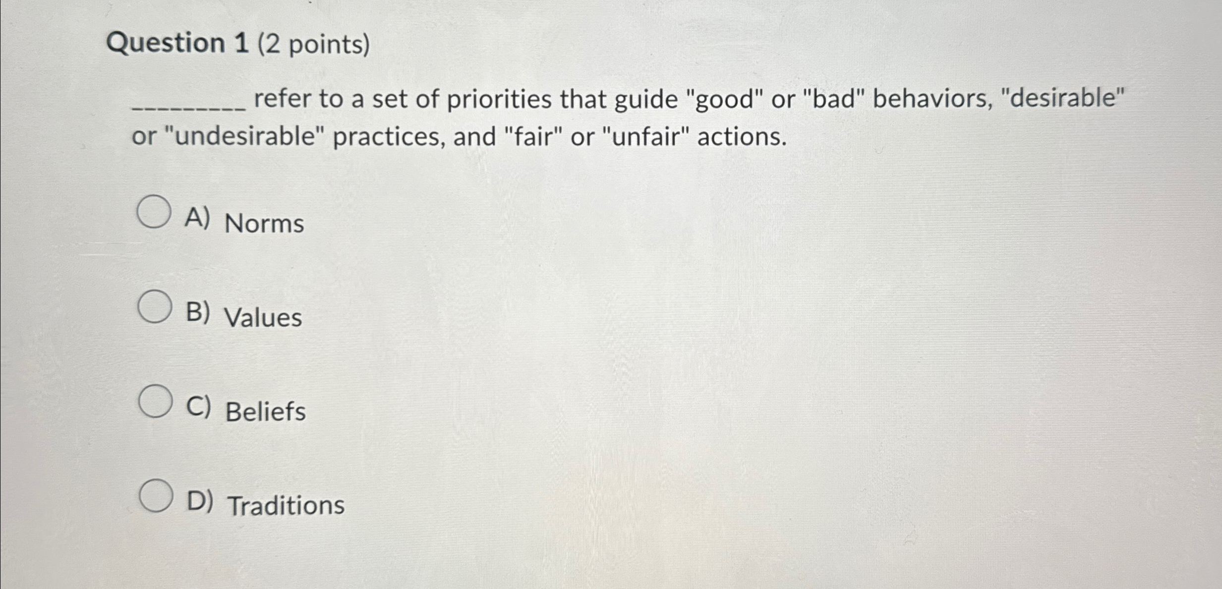 Solved Question 1 (2 ﻿points)refer to a set of priorities | Chegg.com