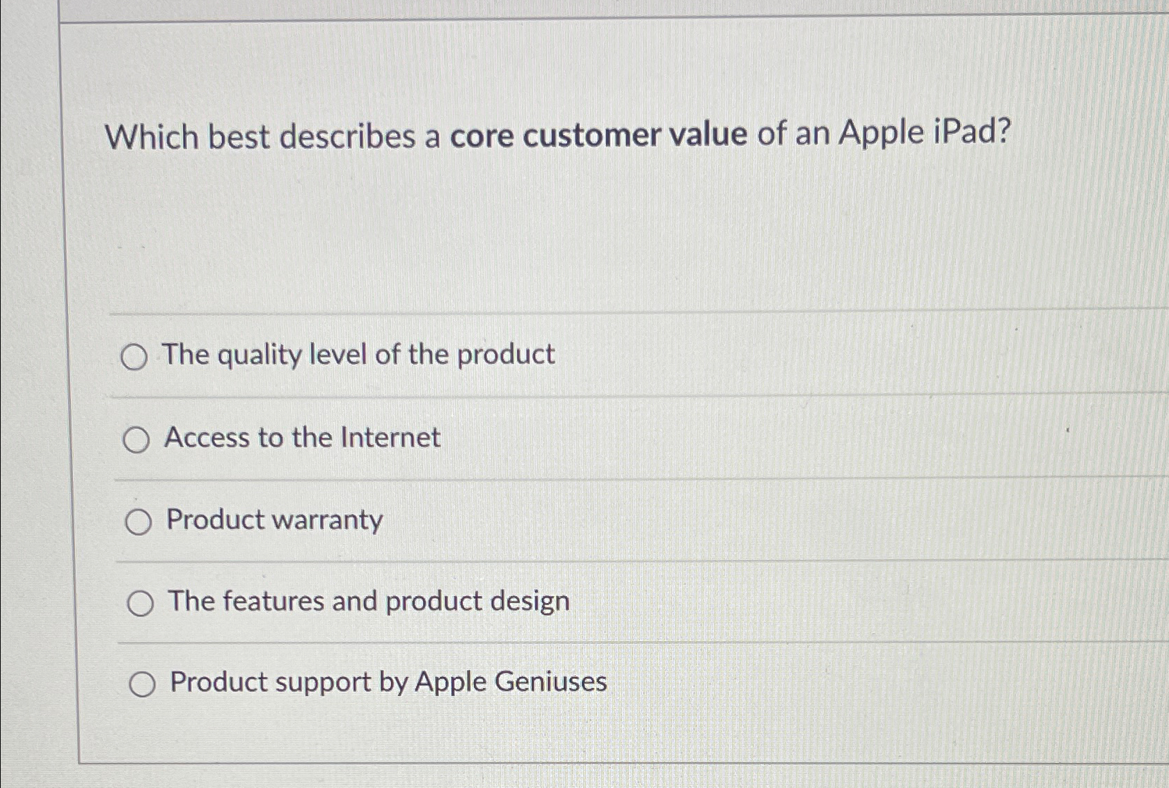 Solved Which best describes a core customer value of an | Chegg.com