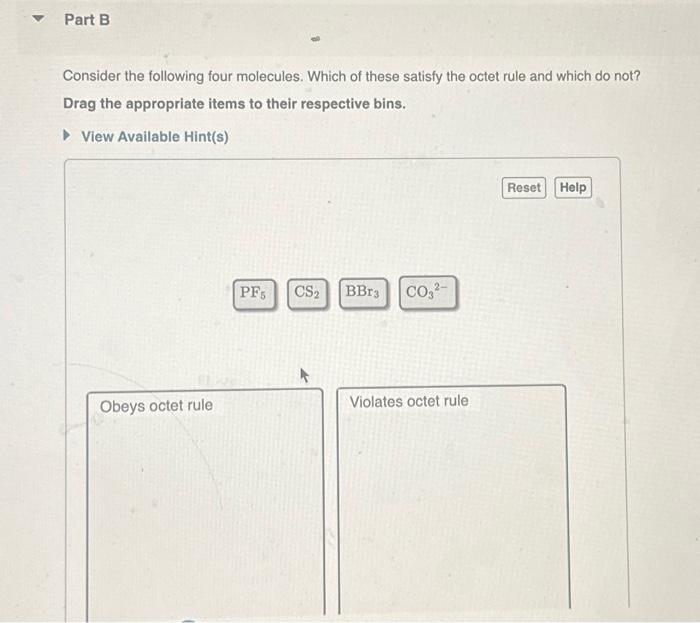 Solved Part B Consider the following four molecules. Which | Chegg.com