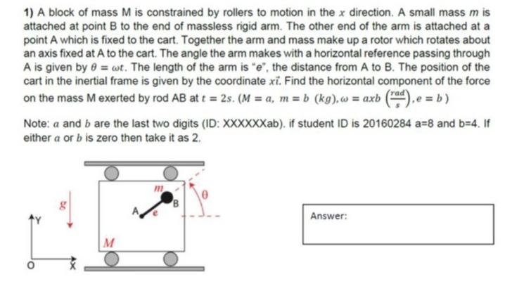 Solved A block of mass M ﻿is constrained by rollers to | Chegg.com