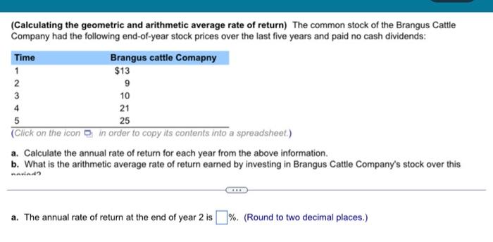 Solved (Calculating the geometric and arithmetic average | Chegg.com