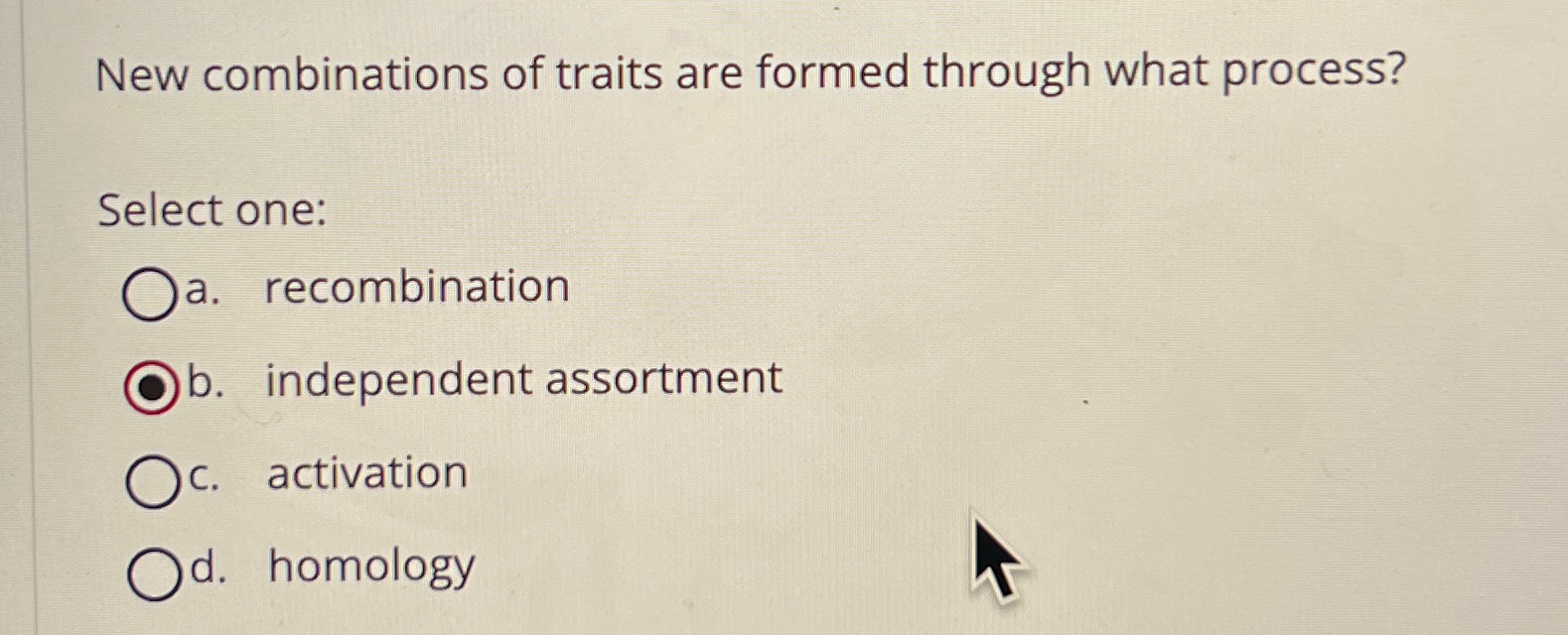 Solved New combinations of traits are formed through what | Chegg.com