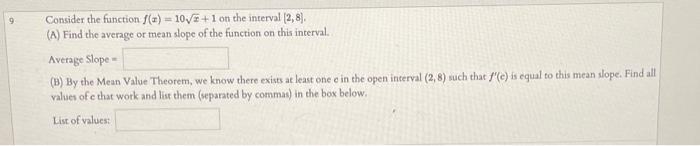 Solved Consider the function f(x)=10x+1 on the interval | Chegg.com