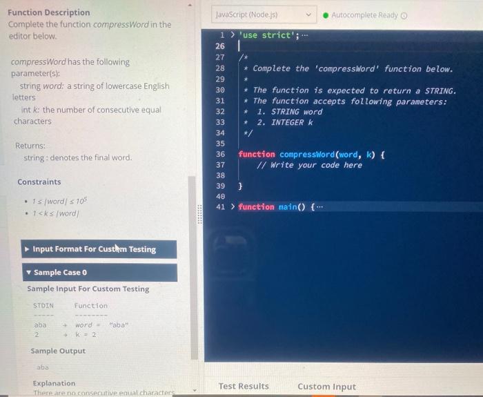 Solved JavaScript (Node.is) Autocomplete Ready Function | Chegg.com
