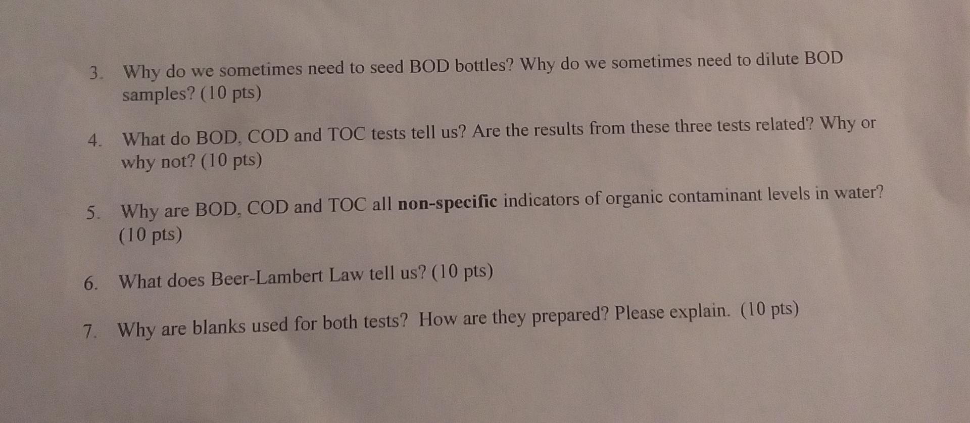 3. Why do we sometimes need to seed BOD bottles? Why | Chegg.com