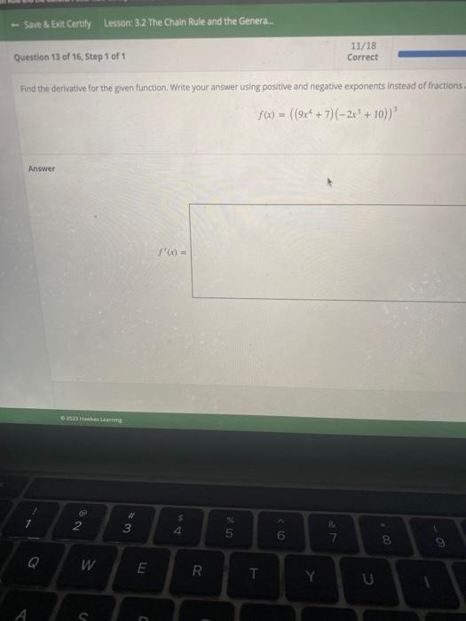 Solved Find the derivative for the given function. Write | Chegg.com