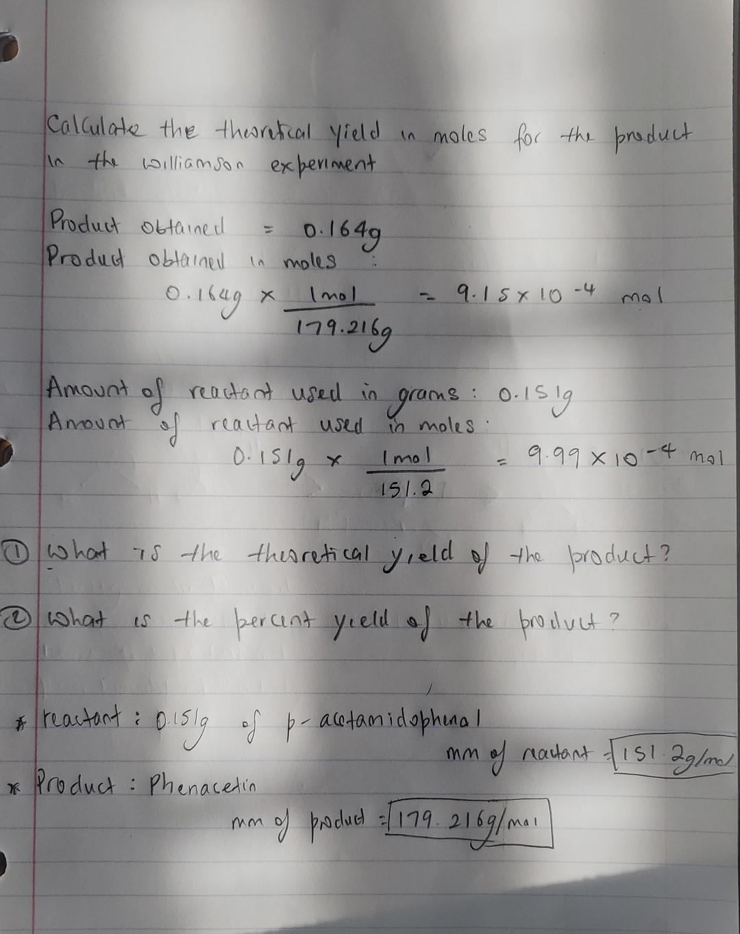 Solved williamson ether synthesis experiment. what is the | Chegg.com