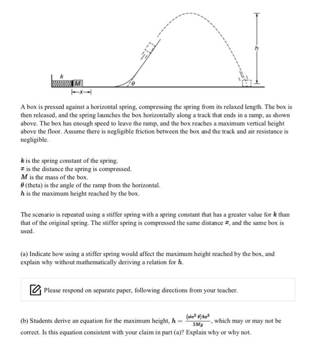 Solved WWW.IM A box is pressed against a horizontal spring, | Chegg.com