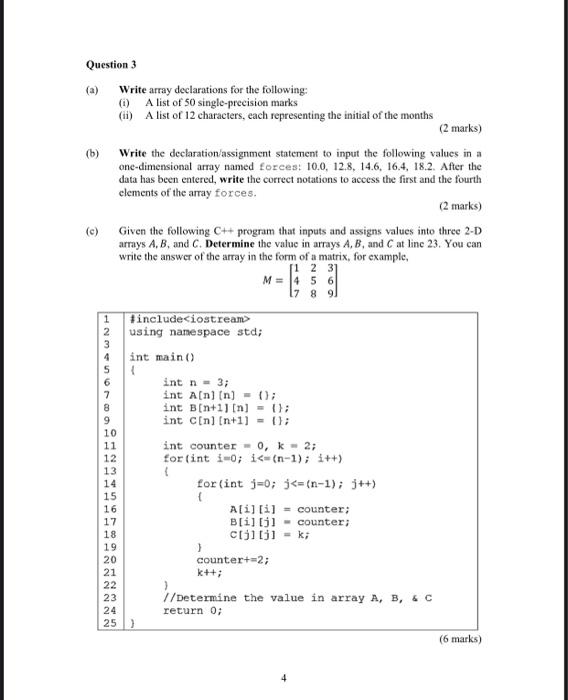 Solved (b) Write the declaration/assignment statement to | Chegg.com