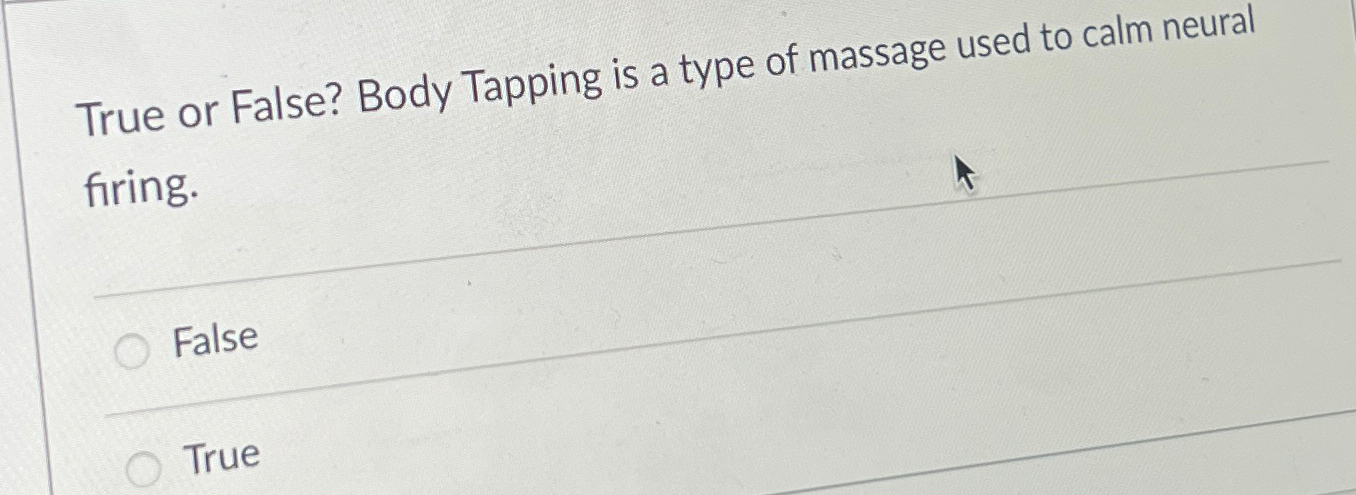 Solved True or False? Body Tapping is a type of massage used | Chegg.com