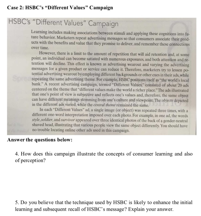 Solved Case 2: HSBC's “Different Values” Campaign HSBC's | Chegg.com