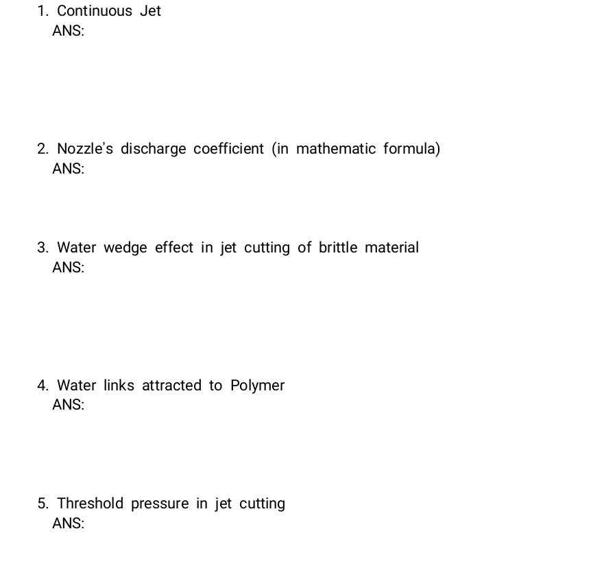 Solved 1. Continuous Jet ANS: 2. Nozzle's discharge | Chegg.com