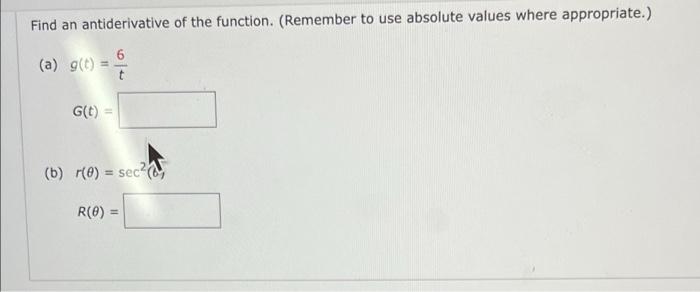 Solved Find an antiderivative of the function. (Remember to | Chegg.com