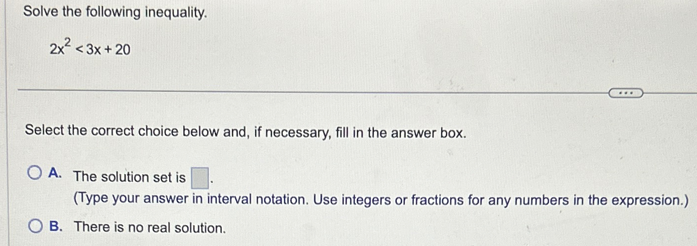 Solved Solve the following inequality.2x2