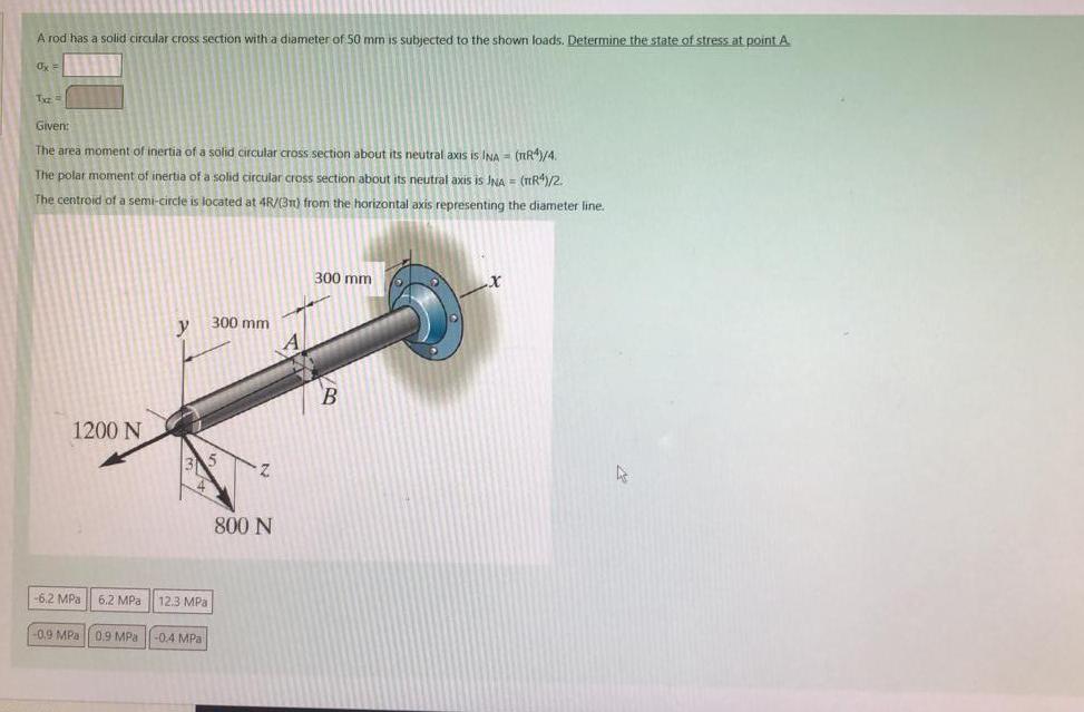 Solved A rod has a solid circular cross section with a | Chegg.com