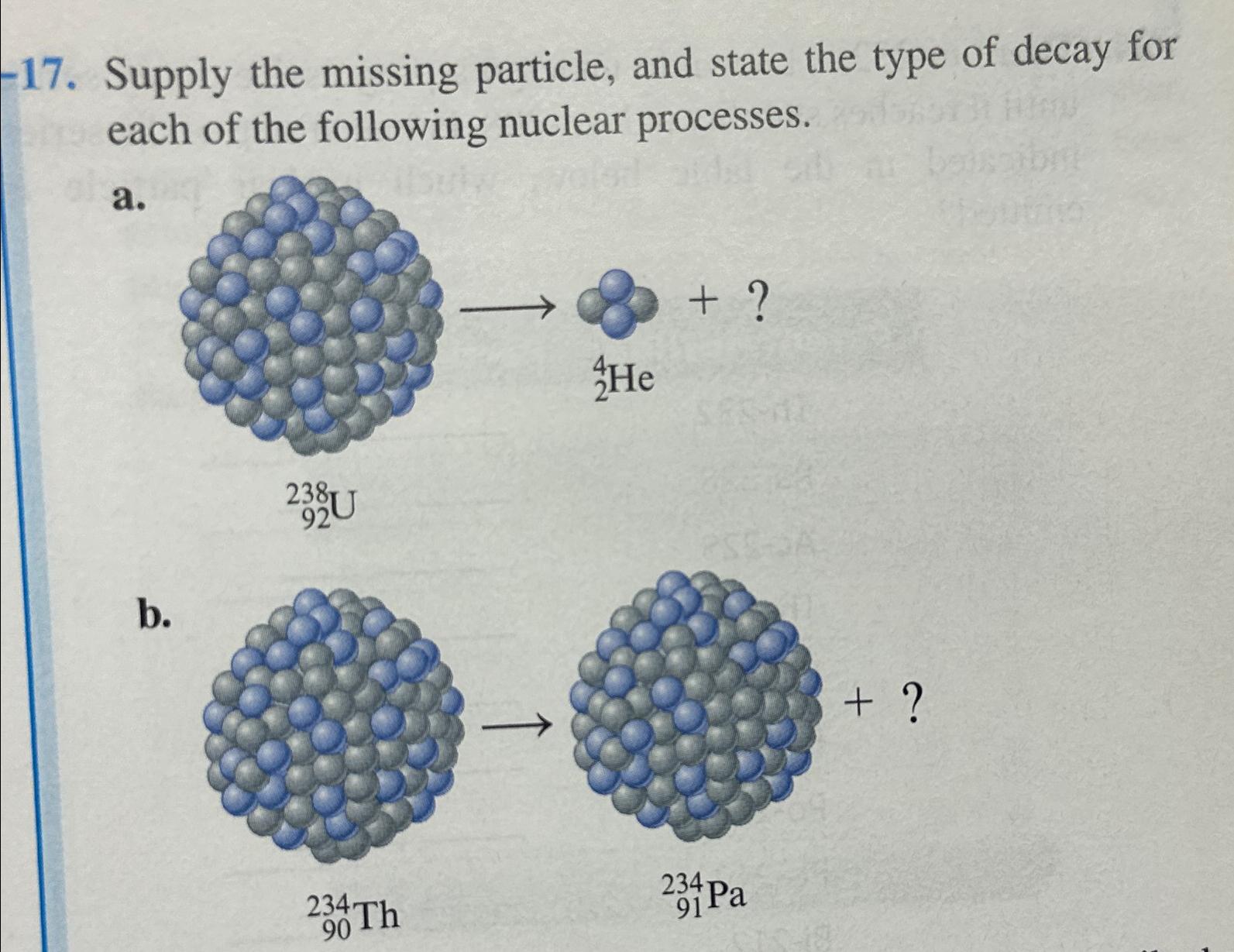 Solved -17. ﻿Supply the missing particle, and state the type | Chegg.com