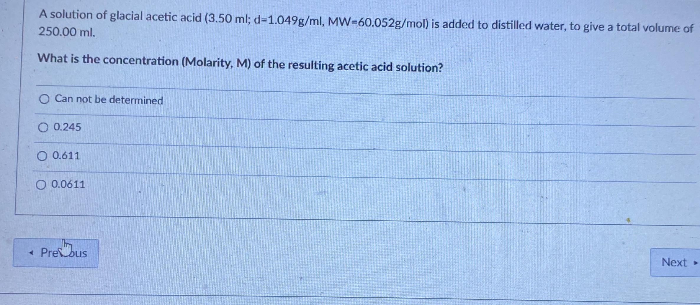 Solved A solution of glacial acetic acid | Chegg.com