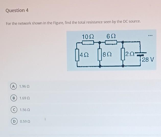 Solved Question 4 For the network shown in the Figure, find | Chegg.com