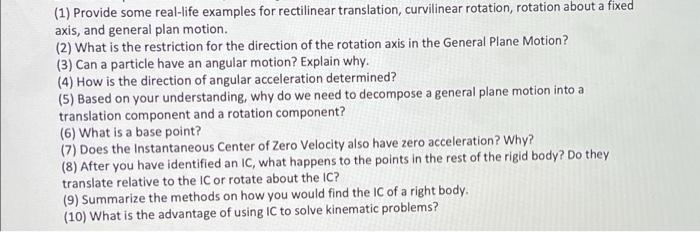 Solved (1) Provide some real-life examples for rectilinear | Chegg.com