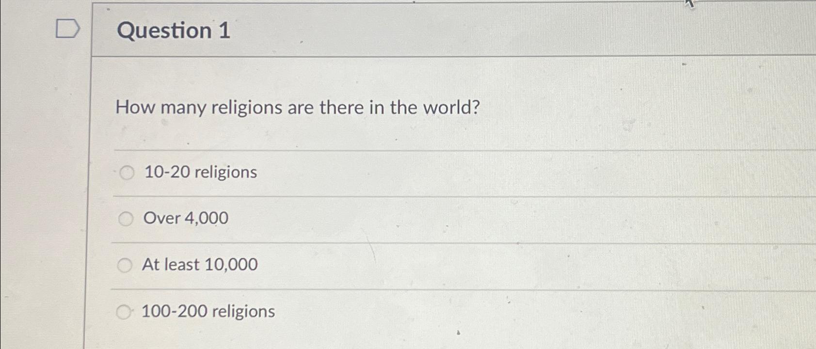 Solved Question 1How many religions are there in the | Chegg.com