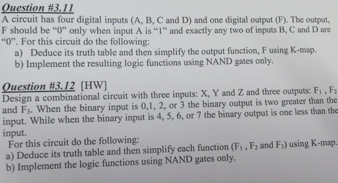 Solved Question #3.11 A circuit has four digital inputs (A, | Chegg.com