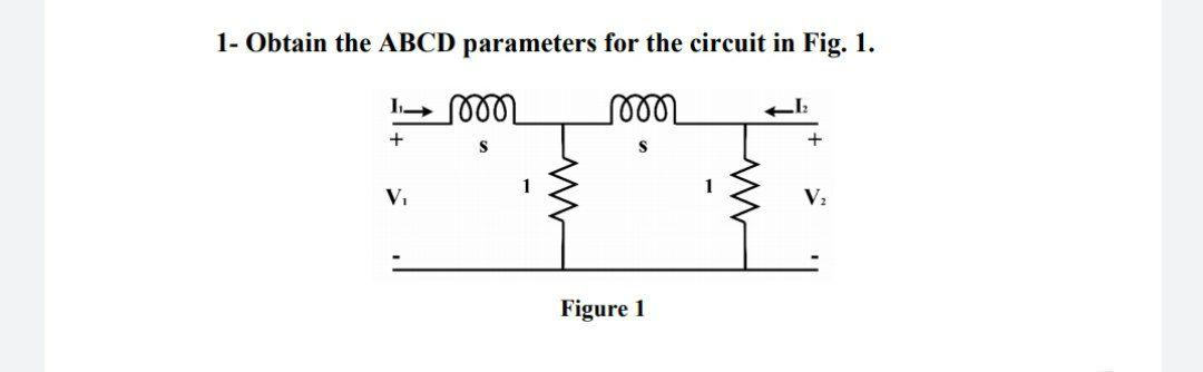 Solved 1- Obtain the ABCD parameters for the circuit in Fig. | Chegg.com