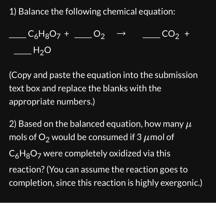 Solved 1) Balance the following chemical equation: | Chegg.com