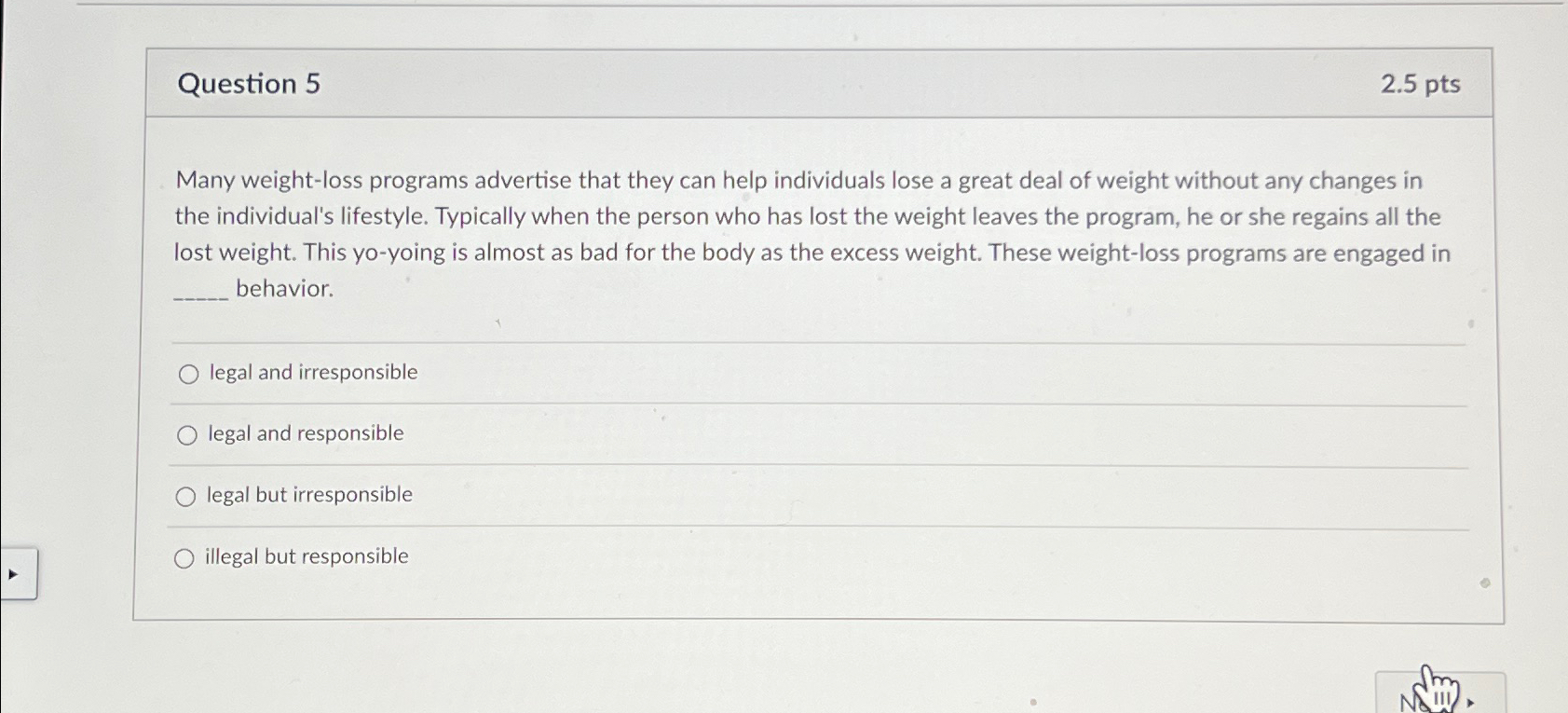 Solved Question 52.5ptsMany weight-loss programs advertise | Chegg.com