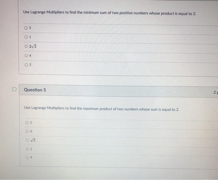 Solved Use Lagrange Multipliers to find the minimum sum of | Chegg.com