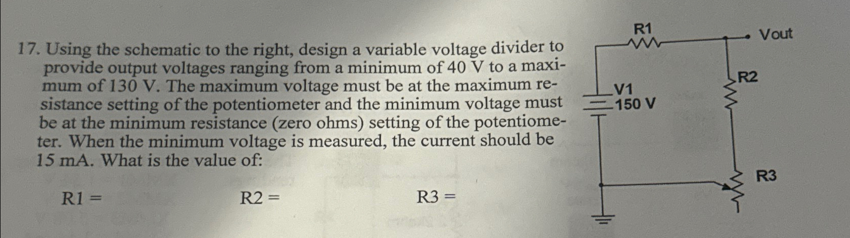 Solved Using the schematic to the right, design a variable | Chegg.com